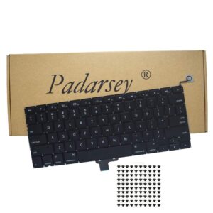 padarsey new laptop replacement keyboard compatible for macbook pro 13-inch a1278 2008 2009 2010 2011 2012 2013 2014 2015 year with 80pce keyboard screws