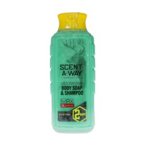 hunters specialties scent-a-way max liquid body soap & shampoo - hunting odorless green soap scent eliminator for hunters, trappers, anglers, and campers - 24 oz