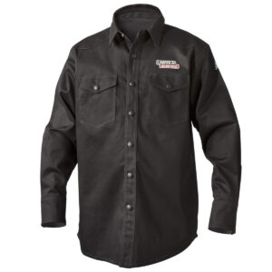 lincoln electric welding shirt | premium flame resistant (fr) cotton | custom fit | black | medium | k3113-m