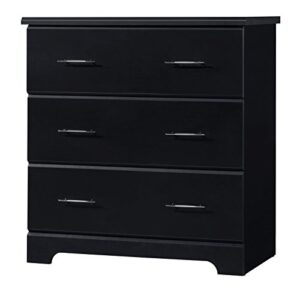 stork craft brookside 3 drawer dresser (black) – baby and kids bedroom organizer, nursery chest, storage dresser with drawers, universal design