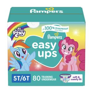 pampers training pants - easy ups girls & boys - size 5t-6t, 80 count, my little pony potty underwear (packaging may vary)