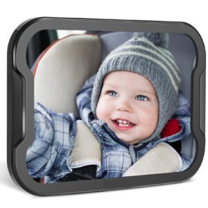 zacro baby car mirror, shatter-proof acrylic baby mirror, rearview baby mirror-easily to observe the baby's every move, rear facing car seat mirror safety and 360 degree adjustability