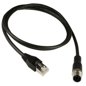 asi asi-m12-rj45-11105 m12 4 position d-coded male to rj45 male shielded cable assembly, cat5e sftp 24 awg with black pur jacket, 5 m, 16.4 foot (pack of 1)