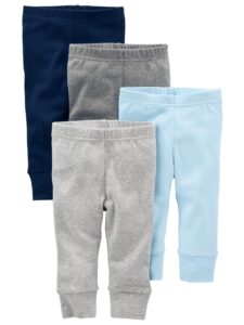 simple joys by carter's baby 4-pack neutral pant, blue/grey/white, 12 months