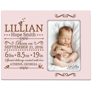 lifesong milestones personalized picture frame new baby birth announcement picture frame holds 4x6 photo wall decor nursery decor baby room decor modern wall decor baby keepsake products