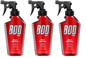 bod man most wanted, fragrance body spray, 8 fluid ounce. pack of 3.