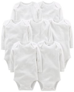 simple joys by carter's baby 7-pack long sleeve bodysuit, white, 0-3 months