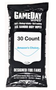 gameday biodegradable no rinse body wipes 30 count made from bamboo to combat , survive anywhere and everywhere