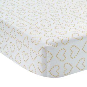 lambs & ivy confetti fitted crib sheet, pink/gold heart