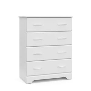 storkcraft brookside 4 drawer dresser (white) – greenguard gold certified, dresser for nursery, 4 drawer dresser, kids dresser, nursery dresser drawer organizer, chest of drawers