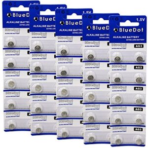 bluedot trading ag3 lr41 sr41 392 196 alkaline button coin cell 1.55v battery for watches, calculators, toys, other electronic products, quantity 50 pcs-pack