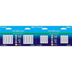 panasonic eneloop aa and aaa 2100 cycle ni-mh pre-charged rechargeable batteries bundle (16 pack of each)