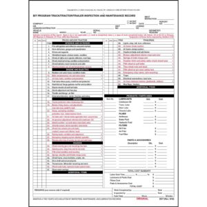 j. j. keller & associates, inc. bit program tractor/trailer/truck inspection & maintenance record form 50-pk. - snap-out, 3-ply, carbon, 8.5inches x 11.75inches - comply with california biennial inspection of terminals program - j. j. keller