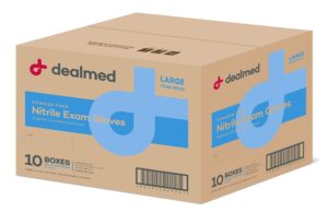 dealmed nitrile medical exam gloves, disposable latex free, large, 1000 ct. (pack of 10)