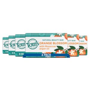 tom's of maine natural beauty bar soap, orange blossom with moroccan argan oil, 5 oz. 6-pack