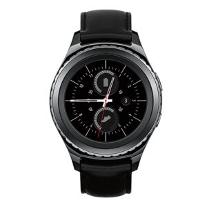 samsung gear s2 sm-r735t stainless steel leather phone black smartwatch for t-mobile (renewed)