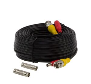 100ft pre-made all-in-one bnc video and power cable with connector for surveillance cctv security camera video system - black