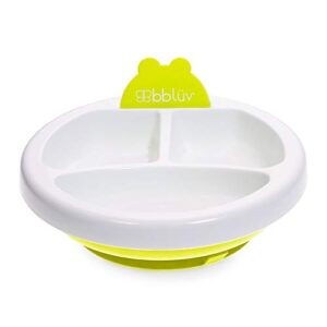 bblüv - platö - warming feeding plate - 3 compartments with suction base for baby to toddler (lime) - bpa and phthalate free