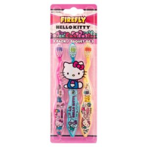 toothbrushes (3 ct, hello kitty: pink, blue yellow)