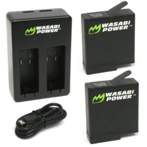 wasabi power battery (2-pack) and dual charger for gopro hero 8 black, hero 7 black, hero 6 black, hero 5 black, hero 2018