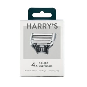 harry's razor blades (1 pack of 4) in durable hinged water friendly travel case