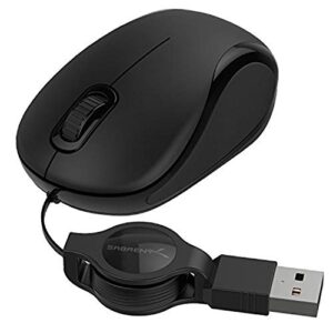 sabrent mini travel usb optical mouse with retractable cable (ms-opmn)