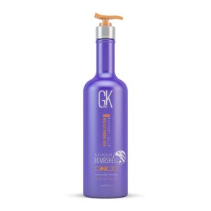 gk hair global keratin miami bombshell 24 fl oz taming blonde purple treatment - hair smoothing toning blowout treatment series straightening professional results removes yellow orange brassy tones