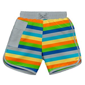 i play. by green sprouts baby-boys trunks with built-in reusable swim diaper,gray multistripe,18mo