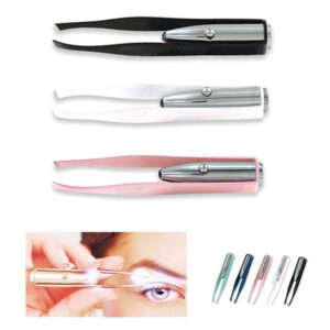 1st choice 3 stainless steel make up led light eyelash eyebrow hair removal lighted tweezer