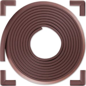 bébé earth baby proofing edge and corner guard protector set for back to school, 16 feet edges & 4 foam corners, furniture and table child baby proof bumpers, pre-taped corner cushions - coffee brown