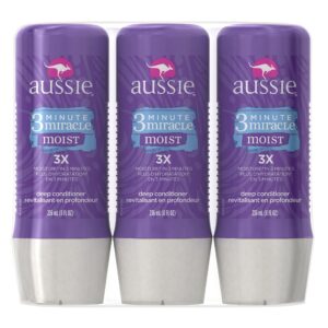 aussie 3 minute miracle moist deep conditioning treatment, detangler, 8 fluid ounces (pack of 3) - deep conditioner