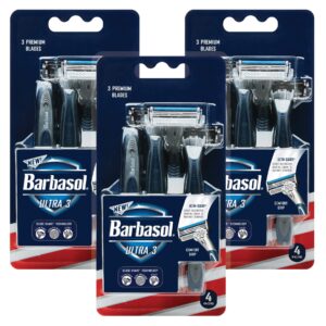 barbasol ultra 3 premium disposable razor, 4 count