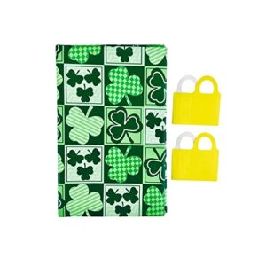 serafina home st. patrick's day shamrock clovers vinyl flannel back tablecloth (52" x 90" oblong)