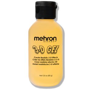 mehron makeup 3-d gel | gelatin special effects makeup | halloween fx & scarring gel | fake skin for stage, screen, theater, cosplay, and halloween (2 ounce, clear)