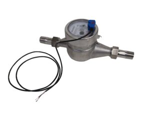 prm filtration 3/4 inch npt 304 stainless steel multi-jet water meter with pulse output, viton seals, sealed dry dial, and internal strainer for particulate protection