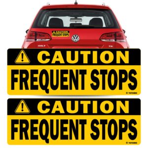 totomo caution this vehicle makes frequent stops magnet 10"x3.5" reflective magnetic safety warning sign sticker for carrier delivery car amazon flex driver (2 pack)