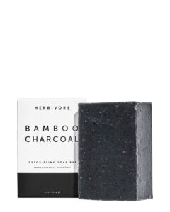 herbivore bamboo charcoal gentle cleansing bar soap – detoxifying cleanser for face & body with activated charcoal deeply cleanses & exfoliates, suitable for all skin types, vegan, 4 oz