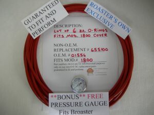 6 ea. cover o-ring fits the broaster model 1800-(roaster's own sells only f.d.a. grade o-rings, not foam") (with free pressure gauge) from roaster's own) foodservice grade mat. from roaster's ownq