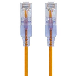 monoprice cat6a ethernet patch cable - 5 feet - yellow (5 pack) network internet cord - rj45, stranded, utp, pure bare copper wire, 30awg - slimrun series