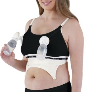 bravado designs women’s pumping bra hands free | clip and pump | pumping accessory | black | m