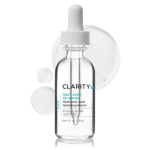 clarityrx daily dose of water hyaluronic acid hydrating face serum, natural plant-based daily moisturizing treatment for dry, dull skin (1 fl oz)