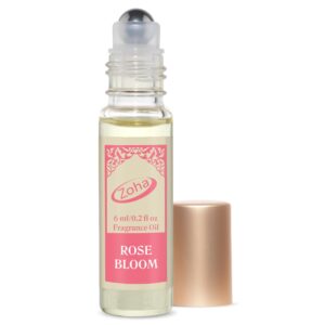 zoha rose bloom oil perfume for women & men, roll on perfume oil and rose perfume spray, alcohol free skin moisturizing rose oil perfume