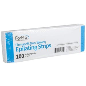 forpro professional collection firmasoft non-woven epilating strips, tear-resistant, 10% thicker - pre-cut strips for hair removal, white, 3” w x 9” l, 100-count