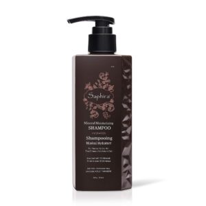 saphira mineral moisturizing shampoo, hydration and shine for dry, damaged, permed or chemically treated hair and scalp, sulfate-free, paraben-free, vegan, prevents frizz and split ends, 8.5 ounce