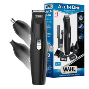 wahl all-in-one cordless rechargeable electric ear/nose, detail, and beard trimmer for men – mustache, ear & nose hair, and light detail grooming - model 9685-200