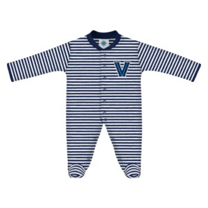 creative knitwear villanova university wildcats striped newborn footed baby romper, navy, 6-9 months