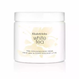 elizabeth arden white tea body cream, moisturizer for dry skin, use day or night, lightly scented fragrance, softens and moisturizes, silky smooth finish, 13.54 oz