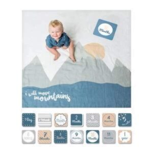 lulujo baby’s first year milestone blanket and card set | 40in x 40in (i will move mountains)