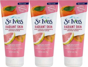 st ives scrub, even & bright pink lemon & mandarin orange 6 ounce (pack of 3) by st. ives