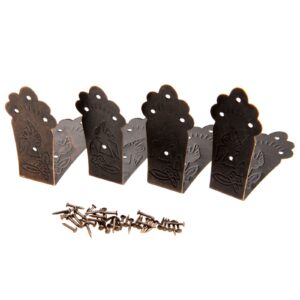 dophee 4pcs antique l shaped corner guards, embossing decorative edge corner bracket corner protectors guard cover with mounting screws for chest case wooden box - 2.17"x2.17"x0.98"